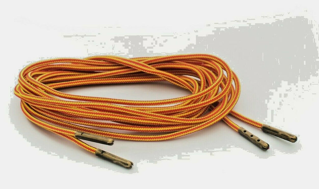Red and Canary Yellow Boot Laces 3mm Paracord Steel Tip Shoelaces